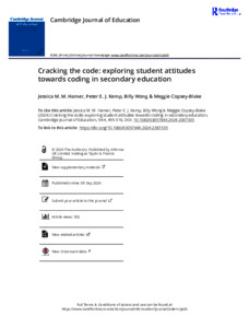 Cracking the code: exploring student attitudes towards coding in secondary education - CentAUR